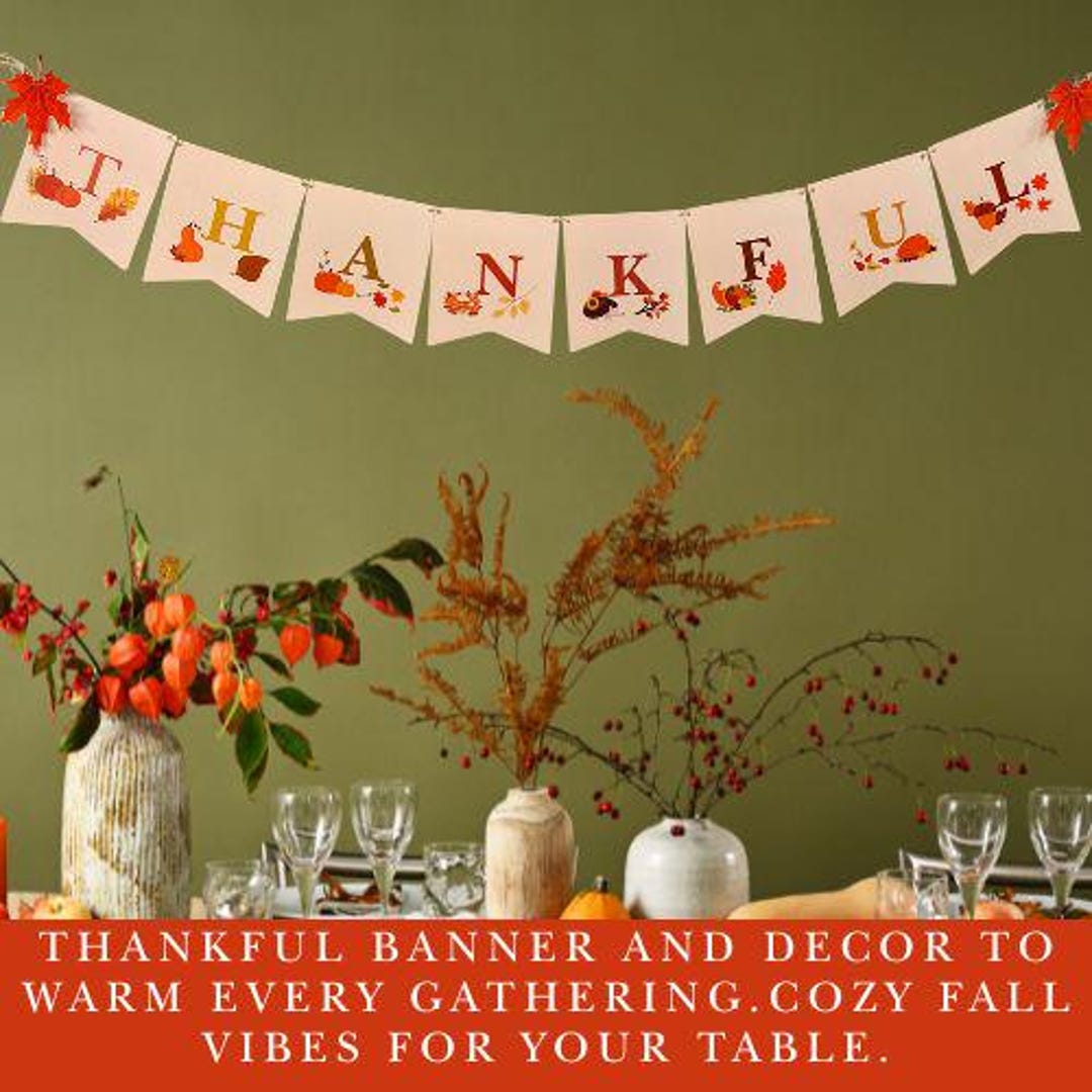 Printable Thanksgiving Banner: Fall Colors, 'thankful' Bunting (digital ...