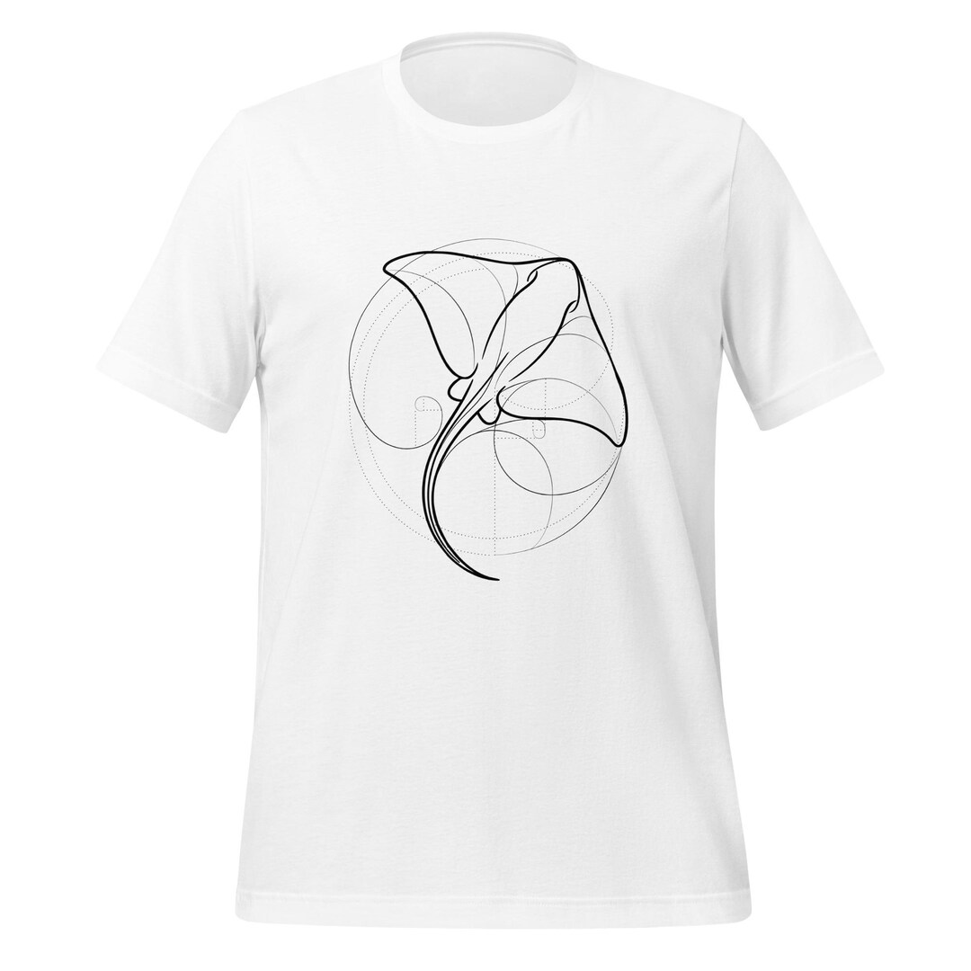 Geometric Stingray Line Art T-shirt | Minimal Ocean Wildlife Tee for ...