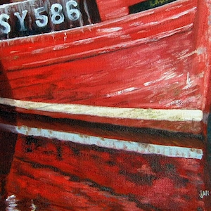 Red Fishing Boat Hull & Water Reflection - MINI-GICLEE - Etsy