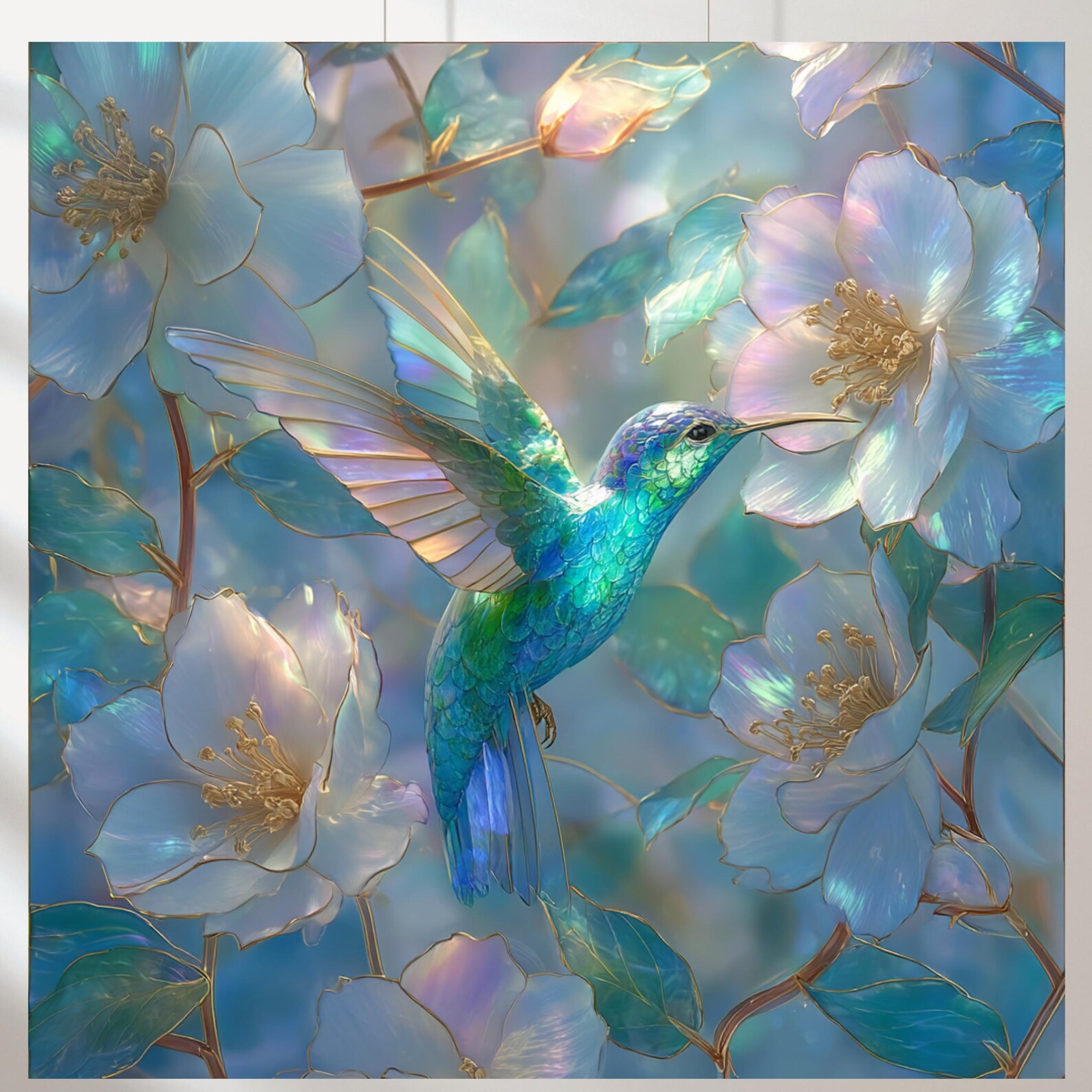 Hummingbird Set of 4 Stained Glass Hummingbird Bird Art, American Birds ...