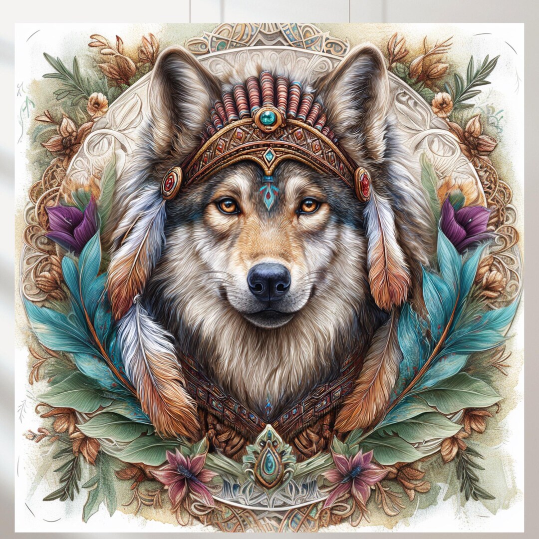 Set of 2 Wild West Wolf Art Prints, Southwest Decor (digital Download ...
