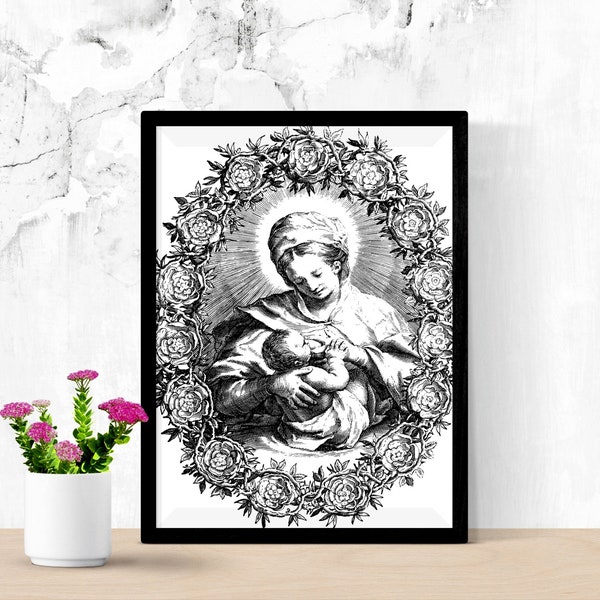 Virgin Mary Line Art Svg - Etsy