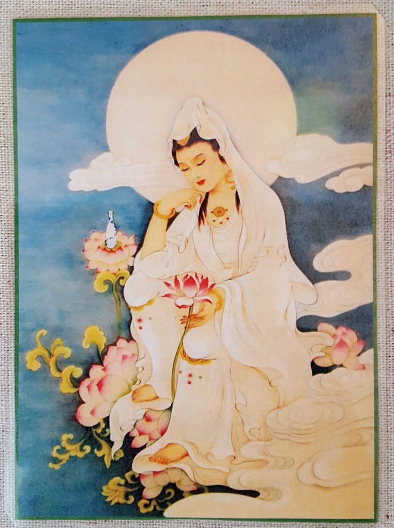 Guan Yin Card, Goddess of Compassion, Kuan Yin Card, Buddha Card, Altar ...