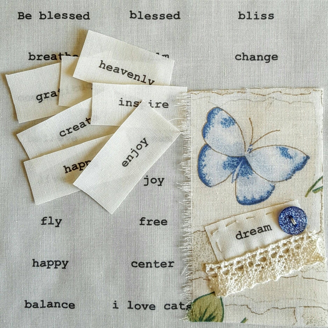 Words on Fabric, Hand Printed Inspirational Words, Labels - Etsy