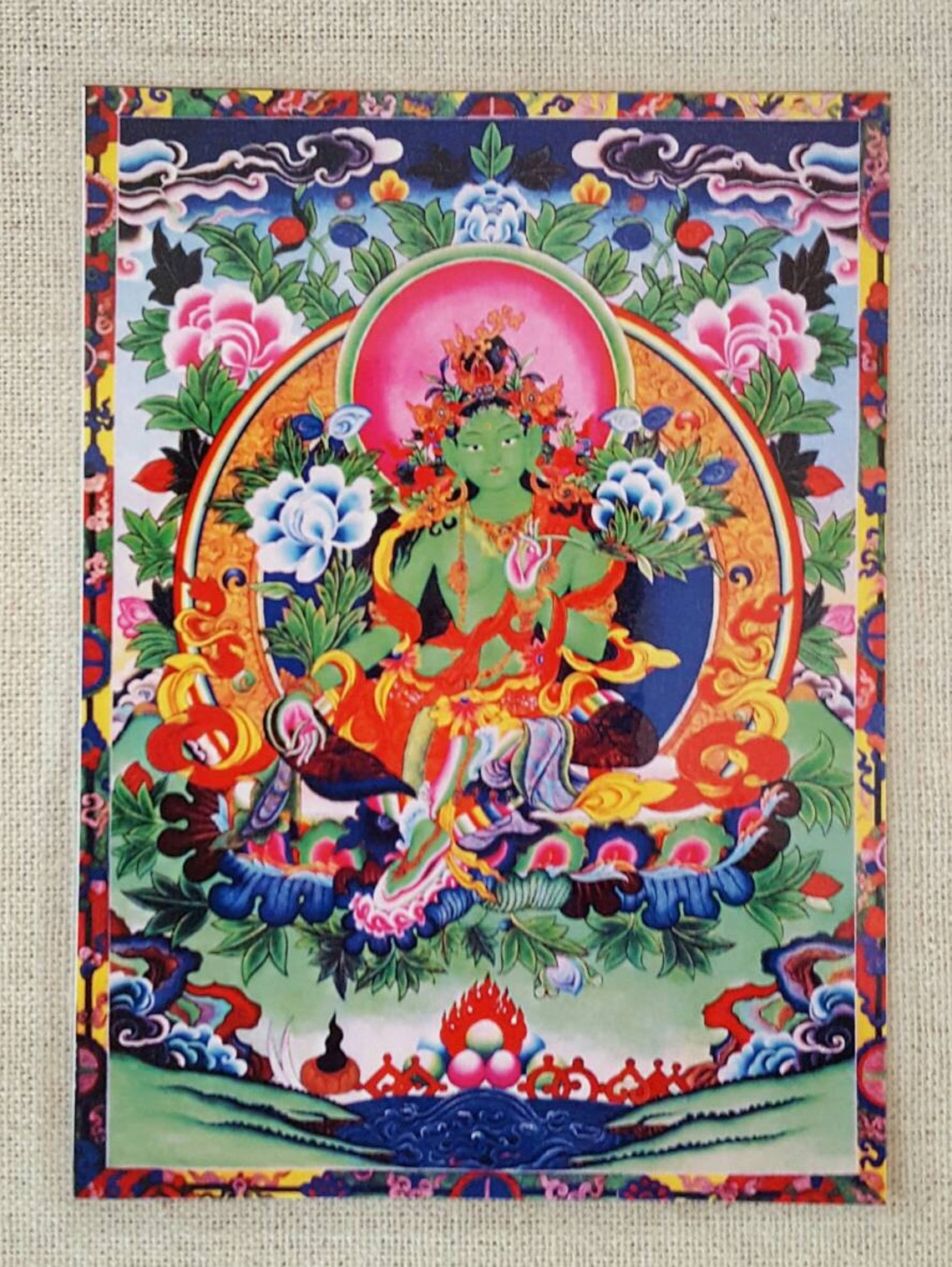 Green Tara Card, Buddha, Divine Mother, Goddess, Tara, Altar Card ...