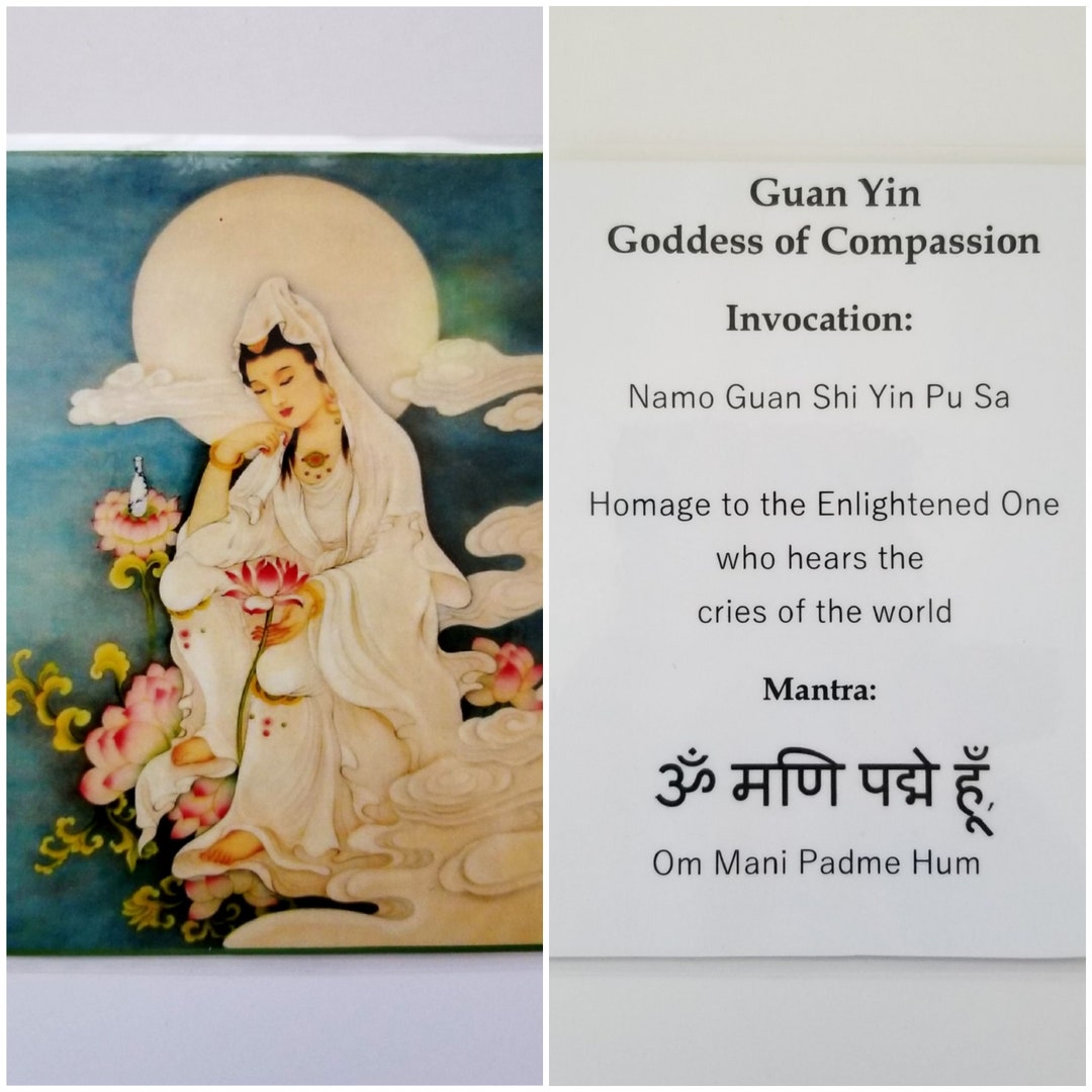 Guan Yin Card, Goddess of Compassion, Kuan Yin Card, Buddha Card, Altar ...