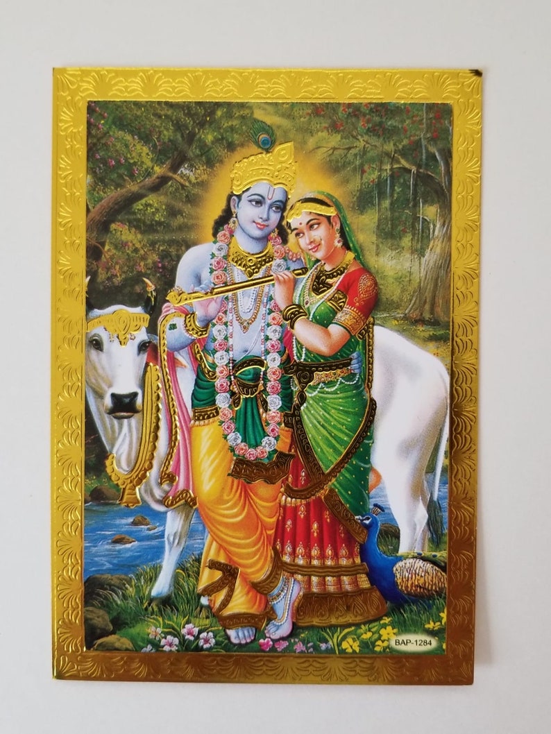 Krishna Card, Krishna and Radha Card, Hindu God, Yoga, Meditation Card ...