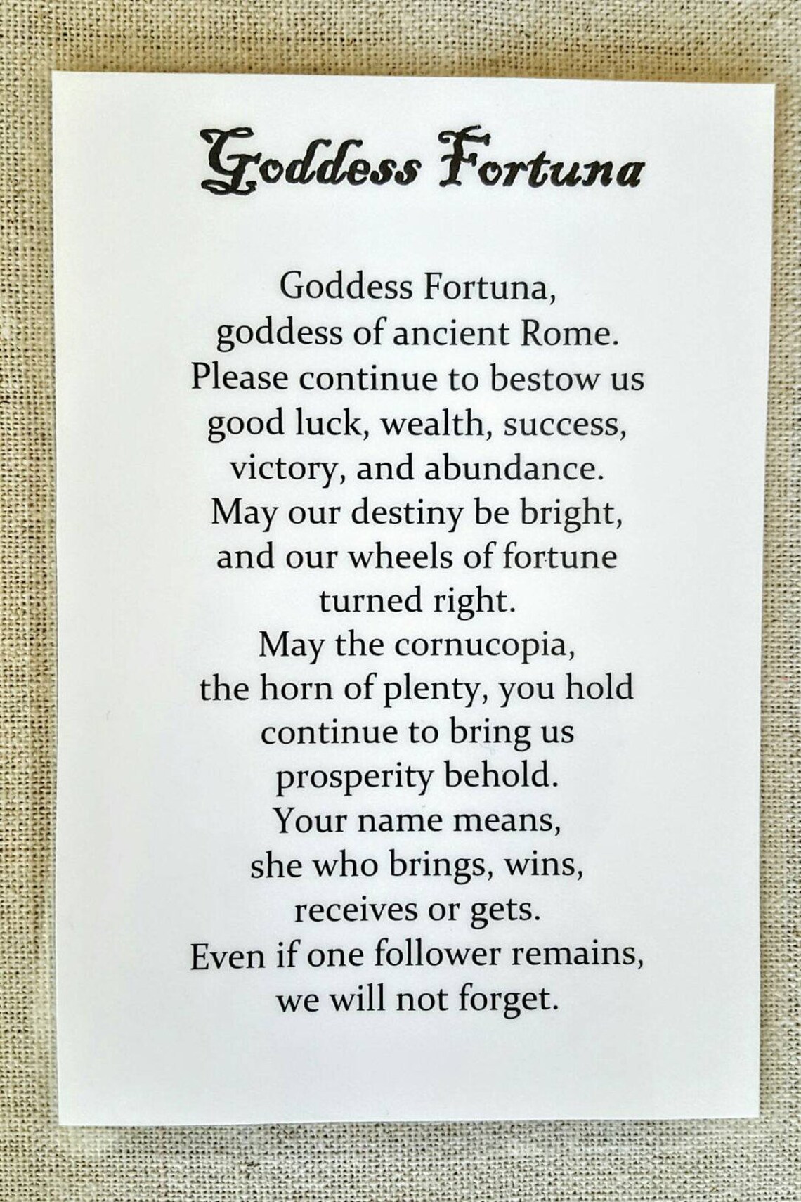 Goddess Fortuna Card, Invocation Card, Roman Goddess, Greek Goddess ...