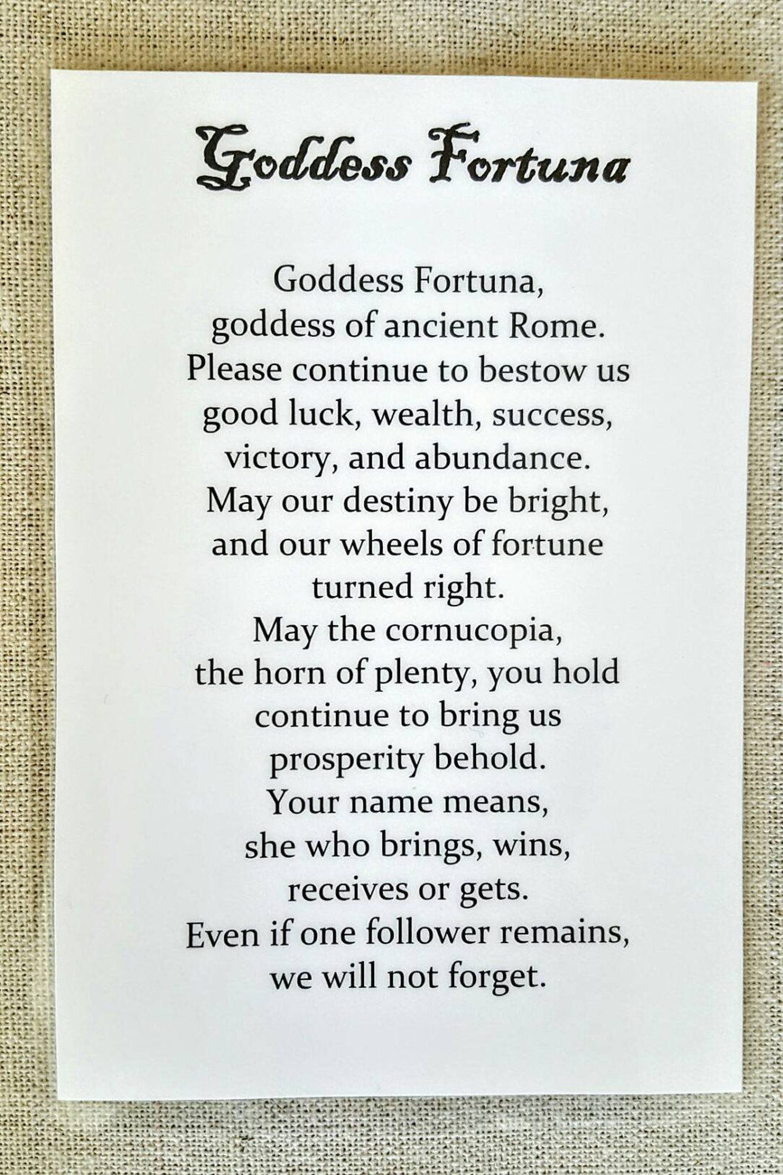 Goddess Fortuna Card, Invocation Card, Roman Goddess, Greek Goddess ...