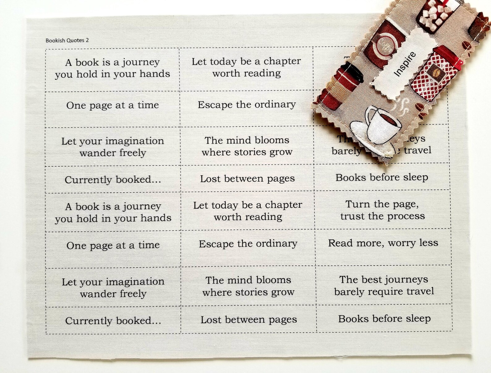 Words on Fabric, Bookish Quotes on Fabric, Book Quotes on Fabric ...