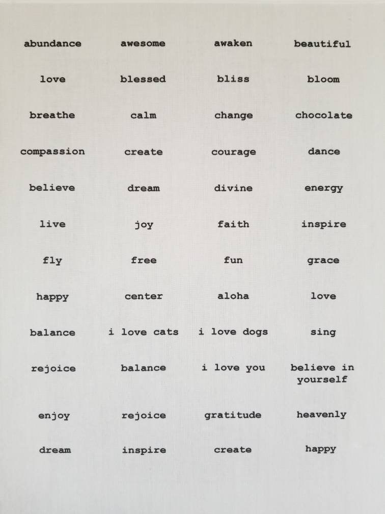 Words on Fabric, Hand Made Labels, Printed Inspirational Words, Fabric ...