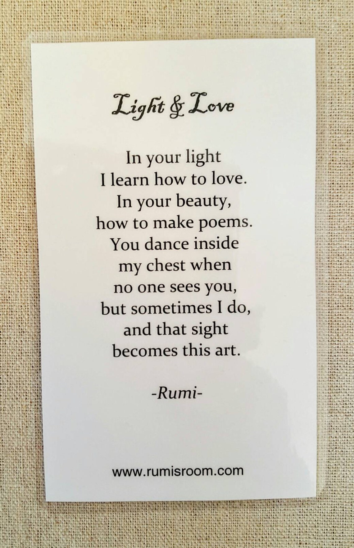 Rumi Card, Rumi Quote Card, Vintage Middle Eastern Art Card, Quote Card ...