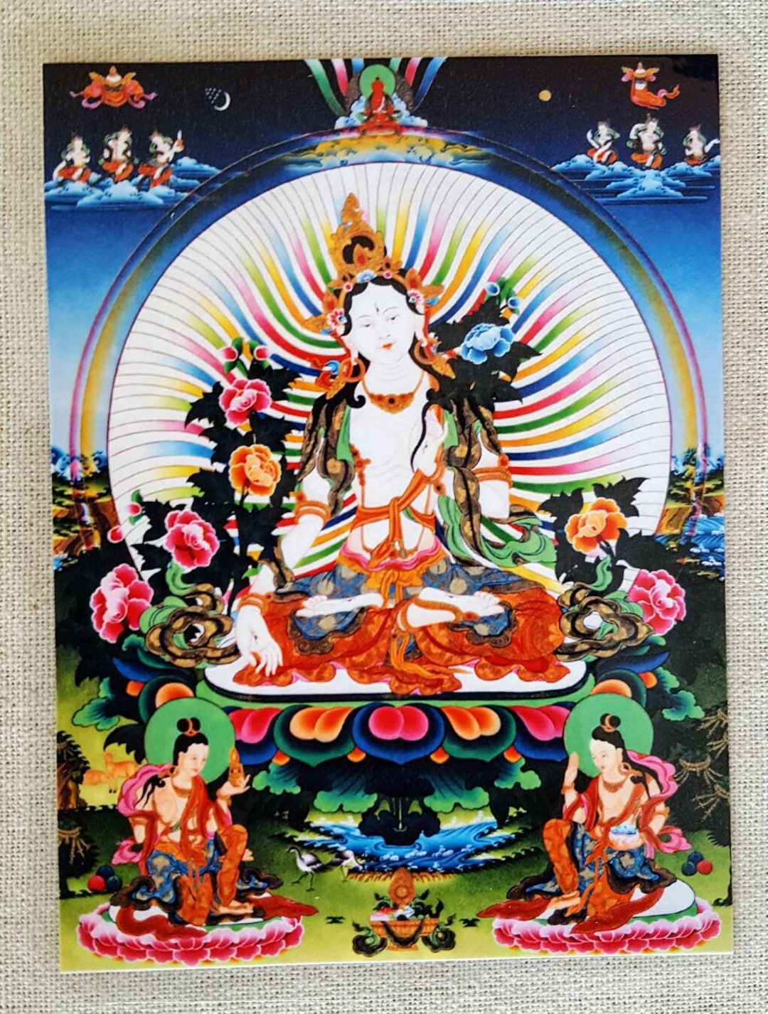 White Tara, Buddha, Divine Mother, White Tara Card, Goddess, Rainbow ...