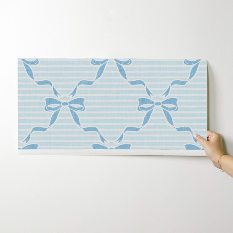 Grand Millennial Coquette Bows Wallpaper, Cottagecore Bows and Stripes ...