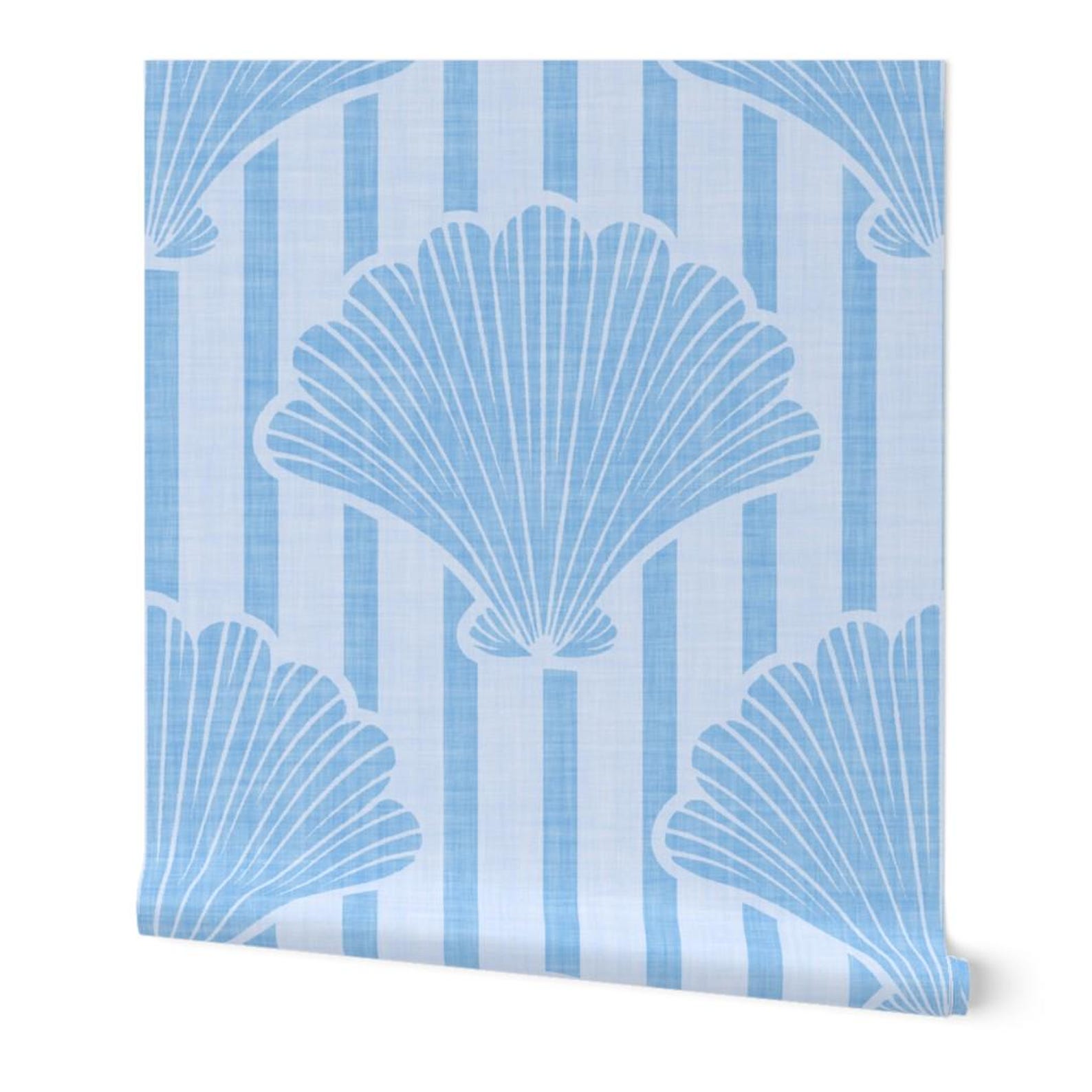 Preppy Coastal Wallpaper, Seashell and Stripes, Ocean Beach House ...