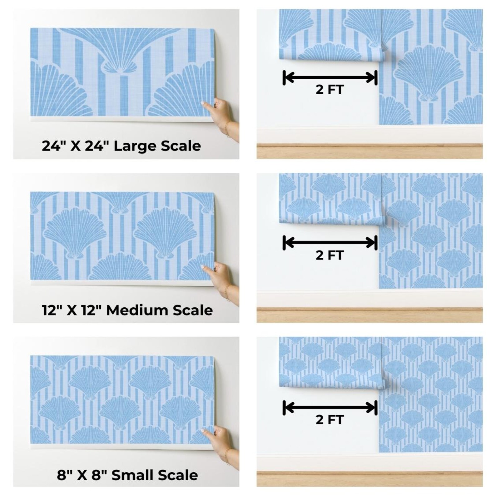 Preppy Coastal Wallpaper, Seashell and Stripes, Ocean Beach House ...