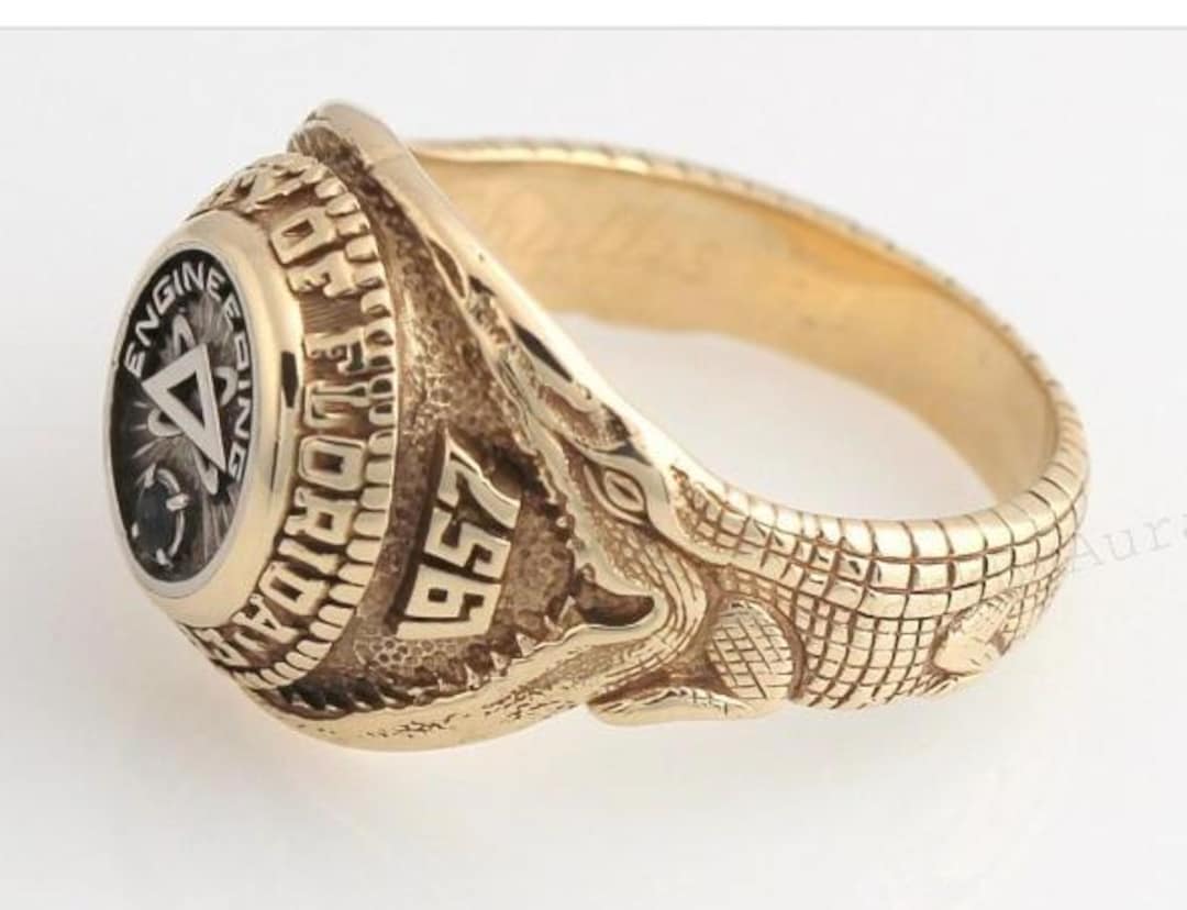 Engraved Graduation College Ring • Oval Stone School Ring • Alumni Gift ...