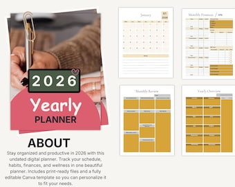 2026 Undated Digital Planner | Printable PDF, US Letter Size | Daily ...