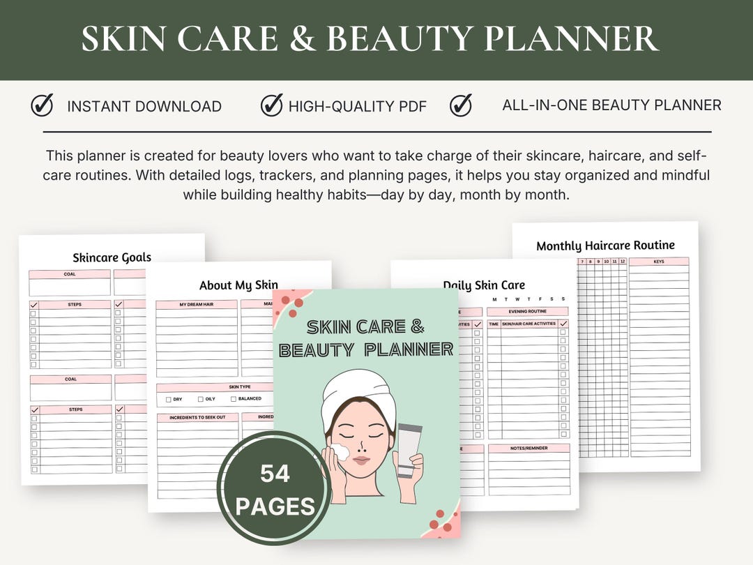 Skin Care Planner Printable, Beauty Planner, Skincare Tracker, Haircare ...