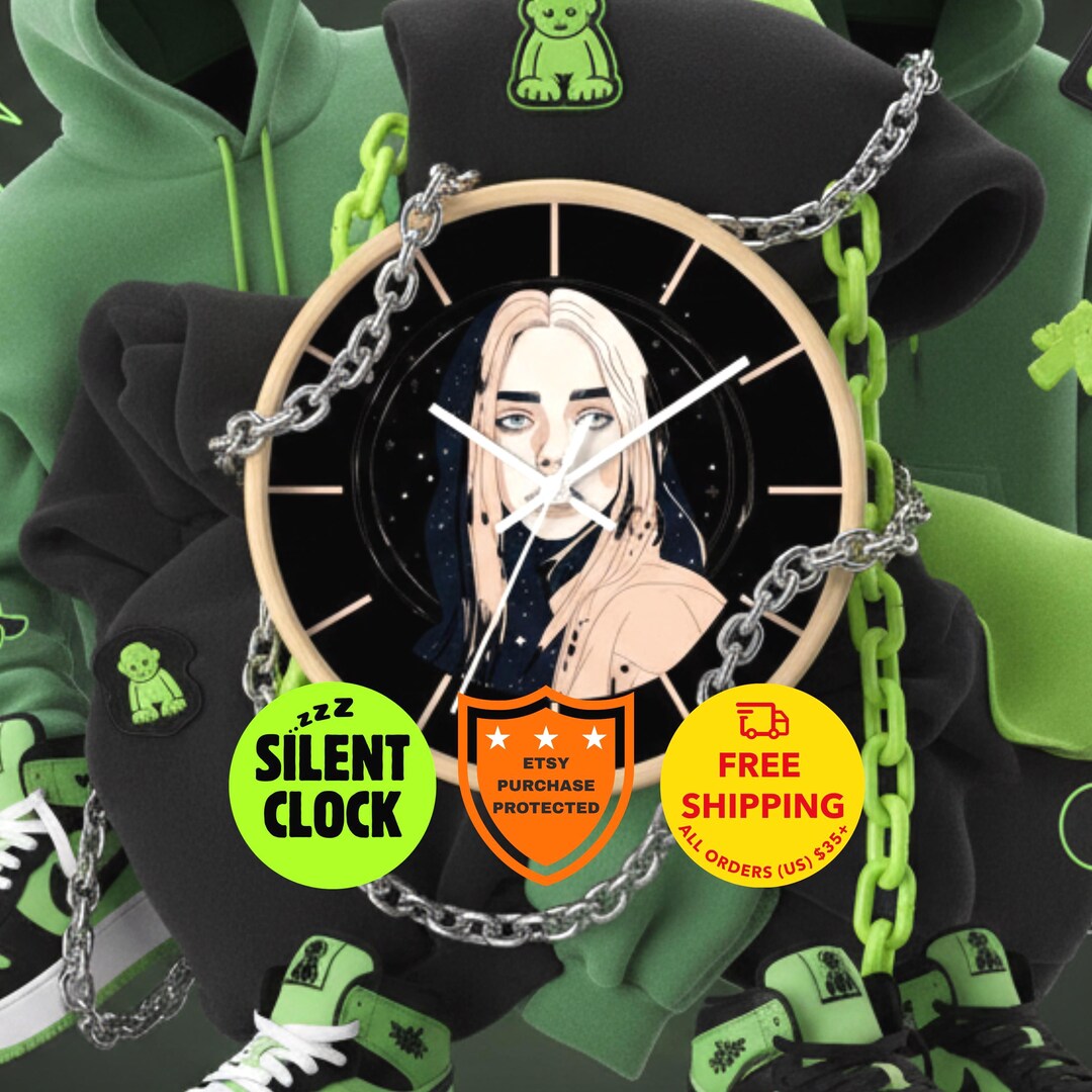 Pop Music Artist Wall Clock | Grunge Graphic Clock | Moody Pop Singer ...
