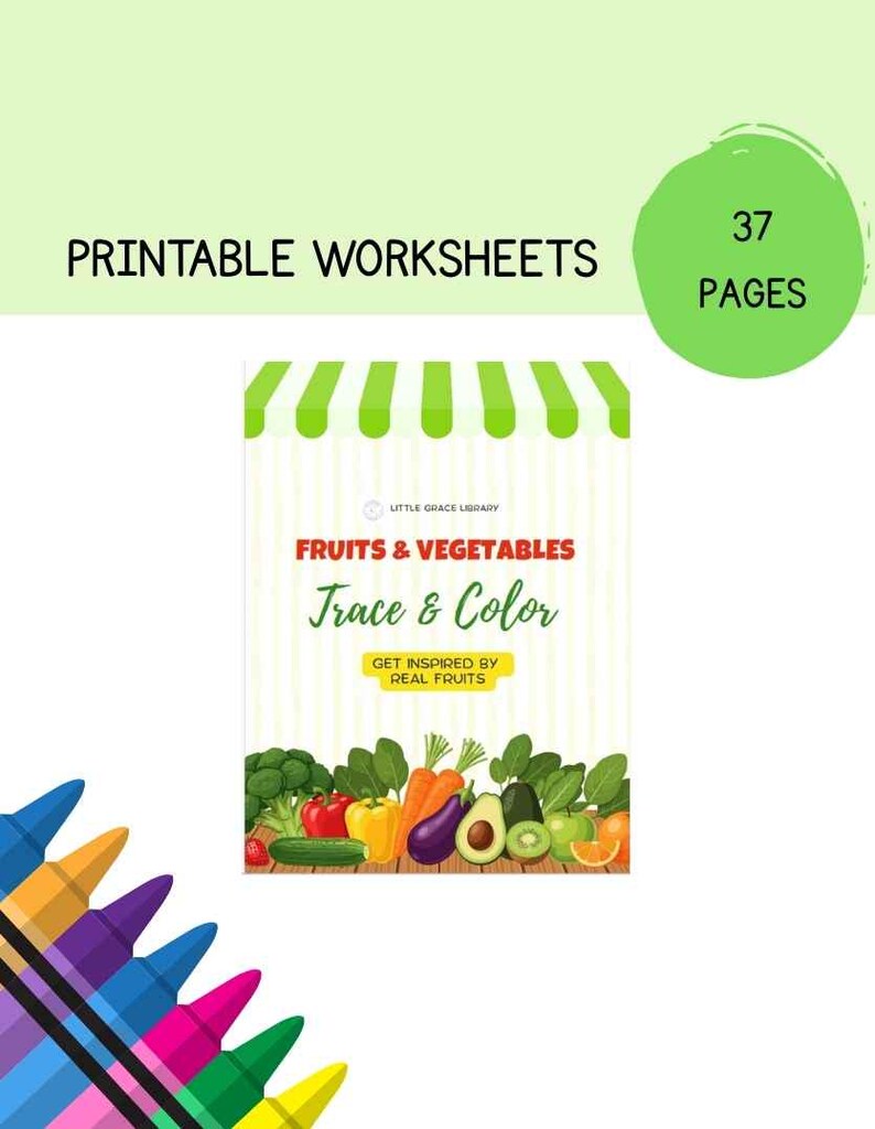 Fruit and Vegetable Coloring Pages | Trace, Copy and Learn (PDF) - Etsy