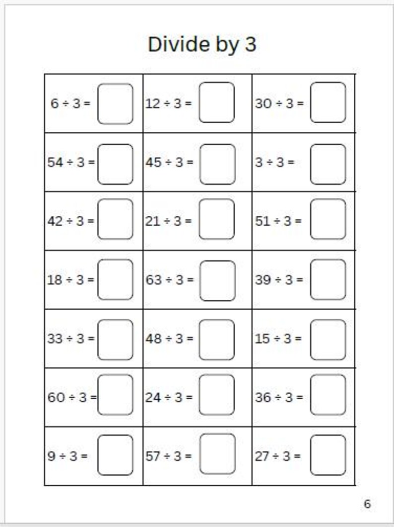 Division Worksheets (level-1) for Grades 2–3 | Instant PDF Download ...