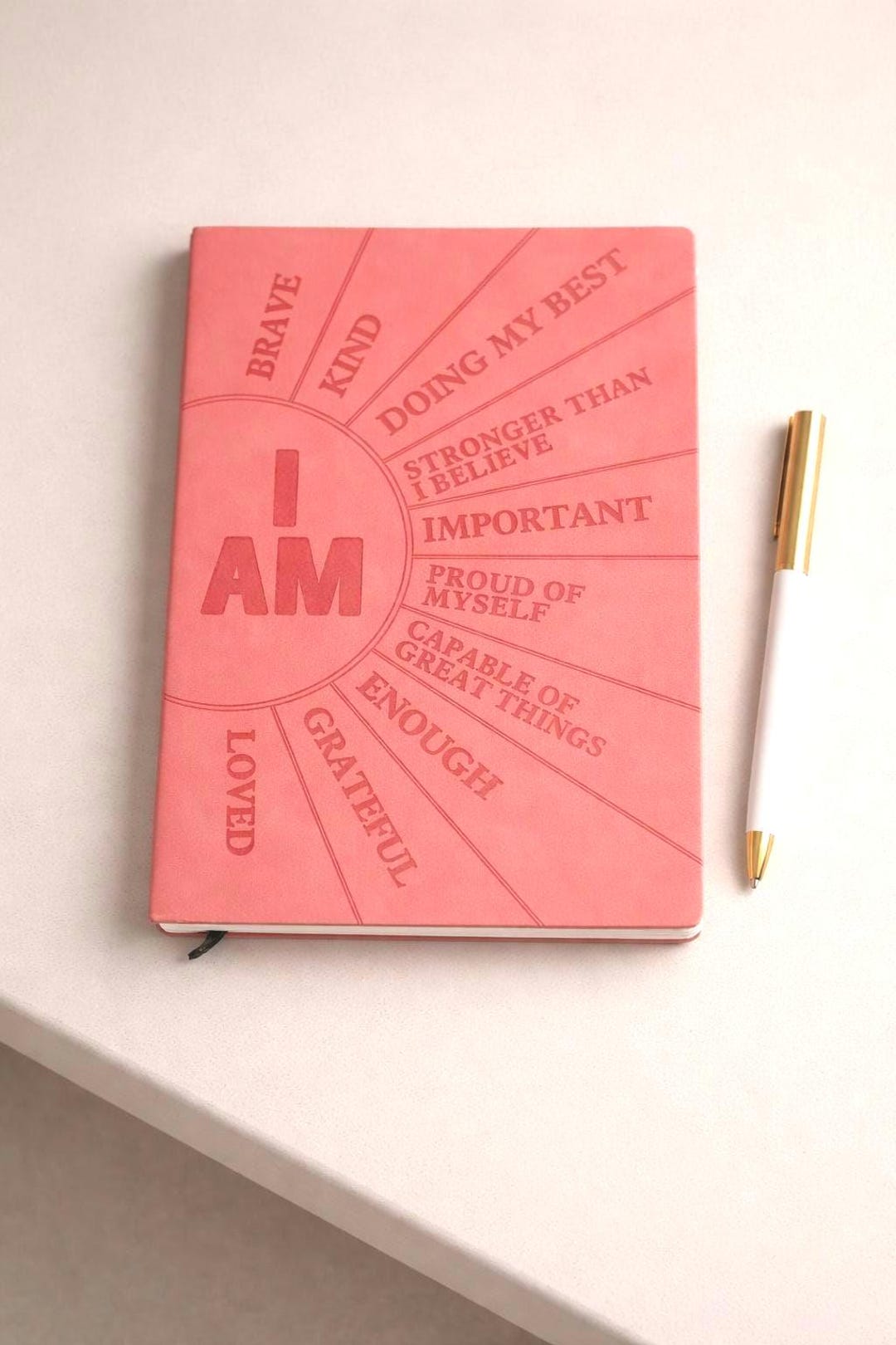 I AM Affirmation Journal • Pink Suede Embossed Notebook (6.2 X 8.2 ...