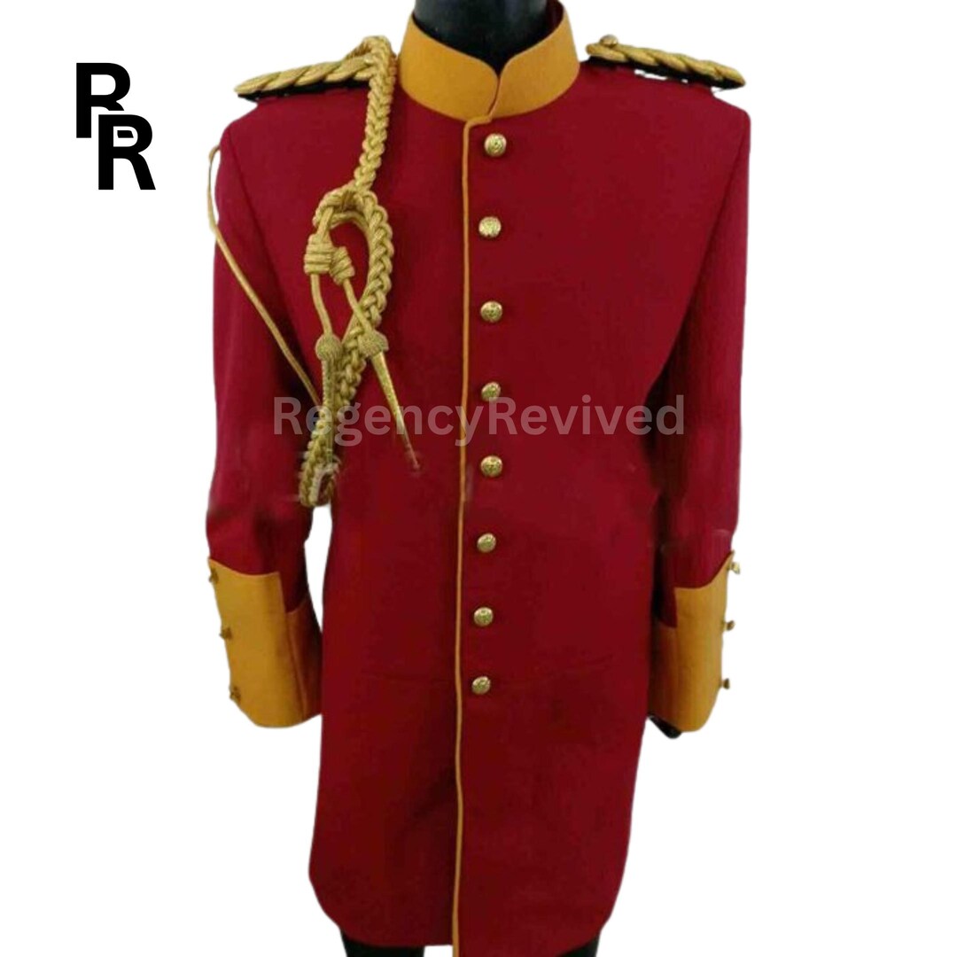 Red Military Long Coat | Wool Uniform Coat | Historical Style Costume ...