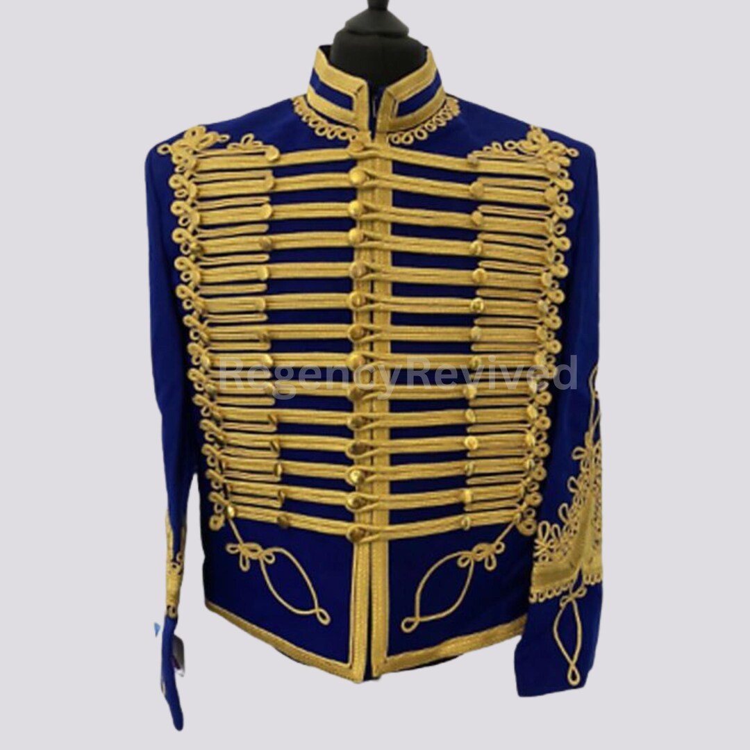 Royal Blue Military Hussar Jacket – Gold Braided Parade Uniform Coat - Etsy
