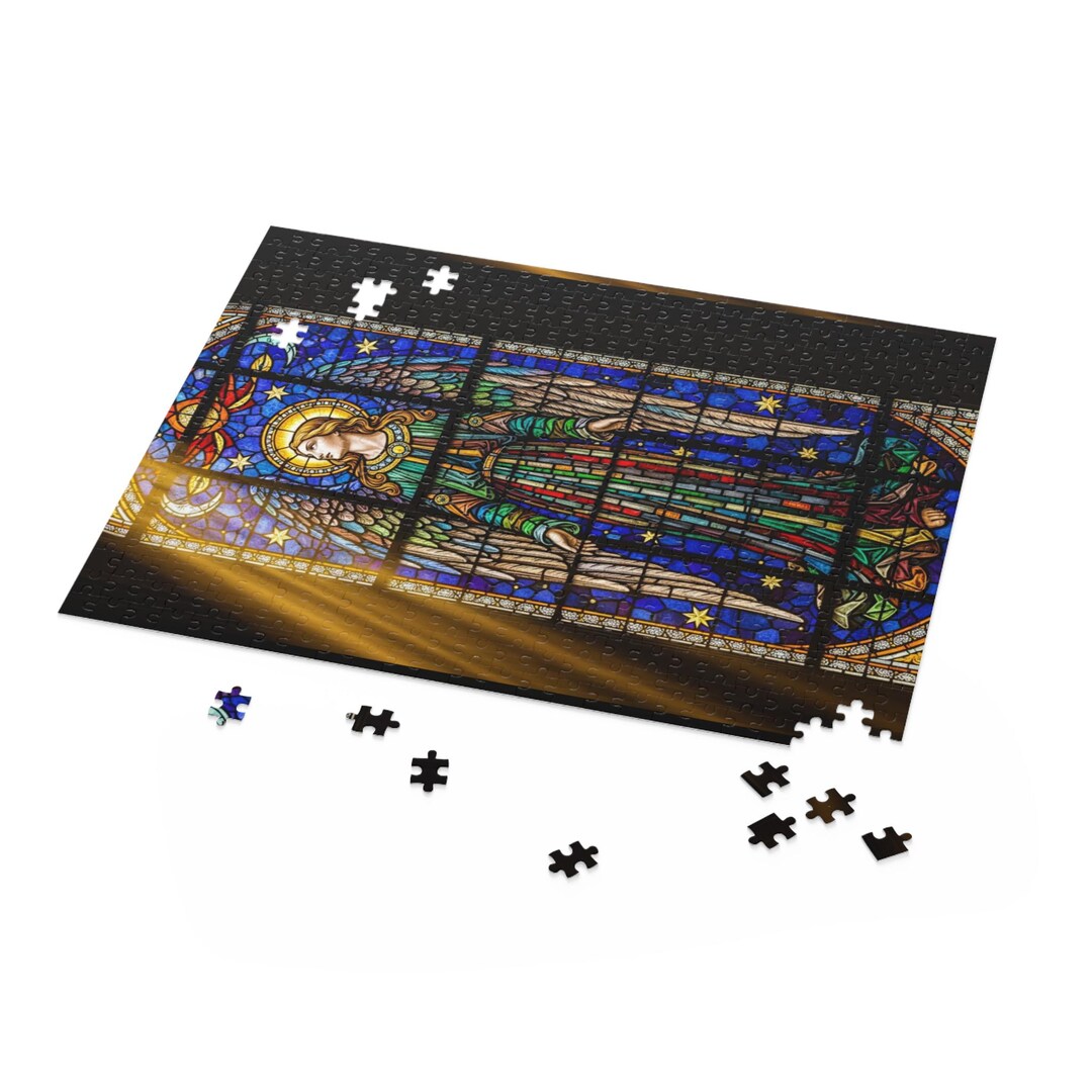 Angel Stained Glass Puzzle, Mystical Divine Light Jigsaw, Spiritual ...