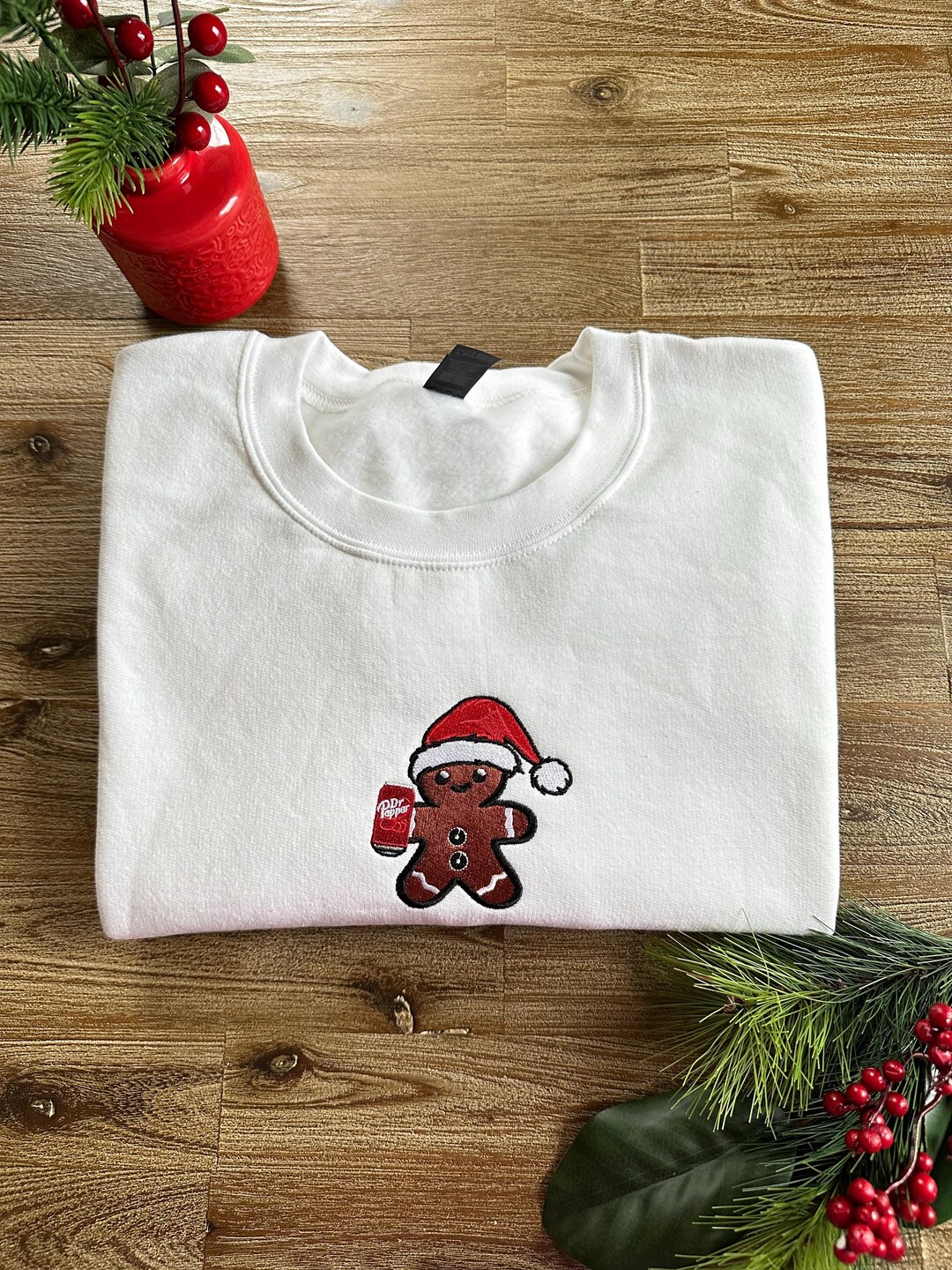 Embroidered Dr Pepper Gingerbread Sweatshirt, Cozy Crewneck, Holiday ...