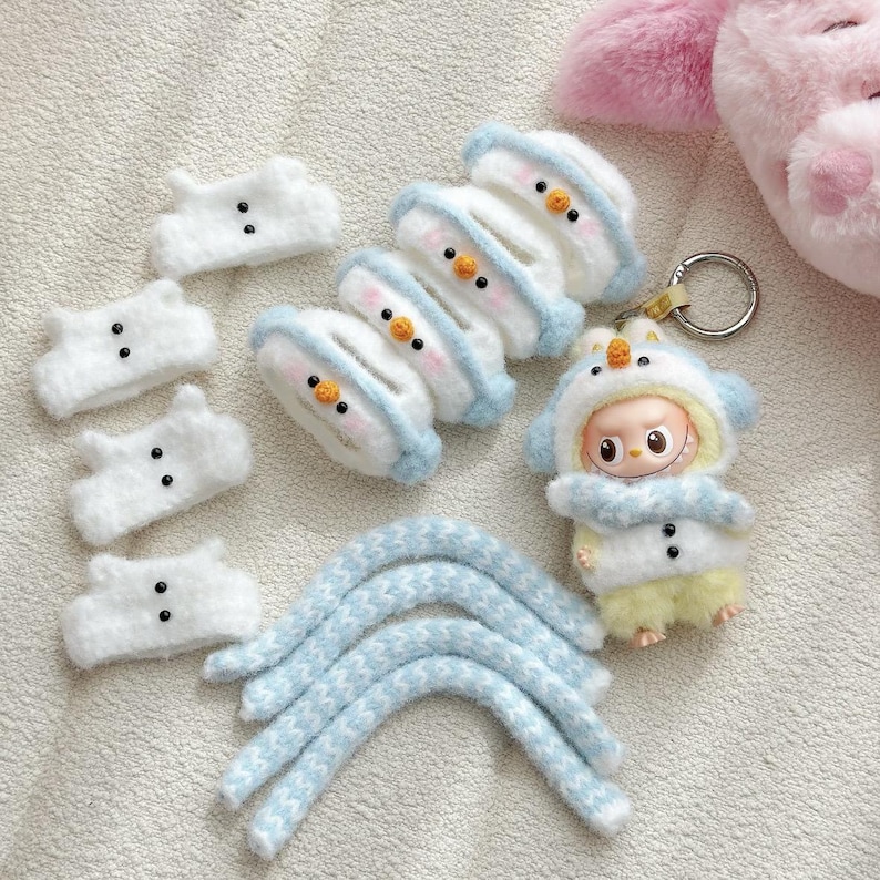 Handmade Snowman Outfit for Mini Labubu Doll – Winter Plush Coat ...