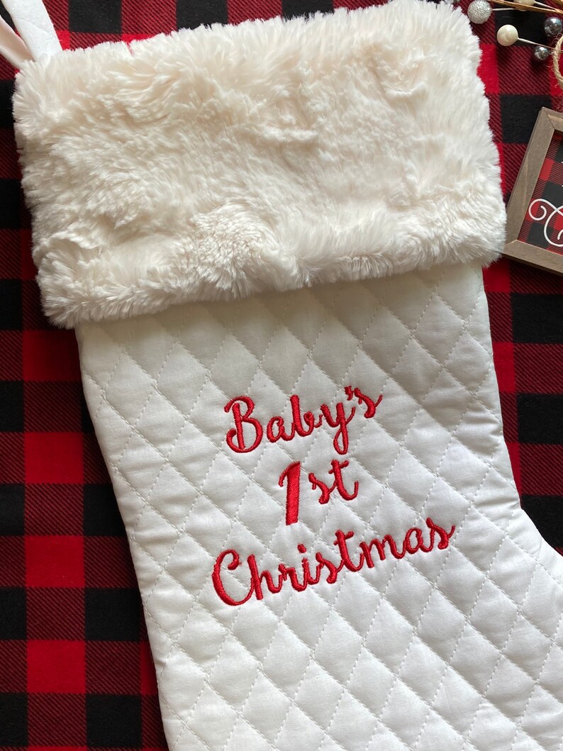 Personalized Baby’s First Christmas Stocking, Fully Lined Boy or Girl ...