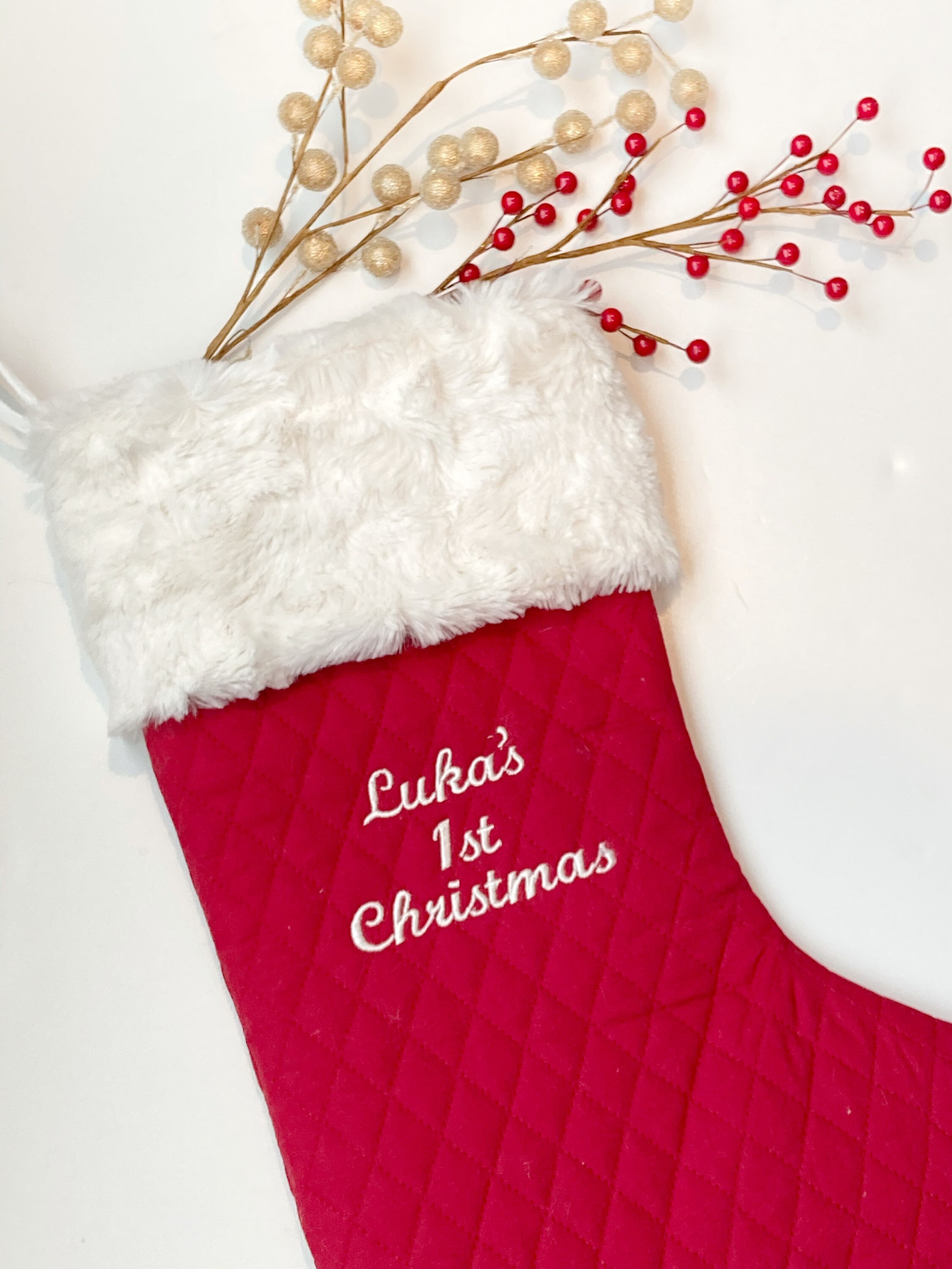 Personalized Baby’s First Christmas Stocking, Fully Lined Boy or Girl ...