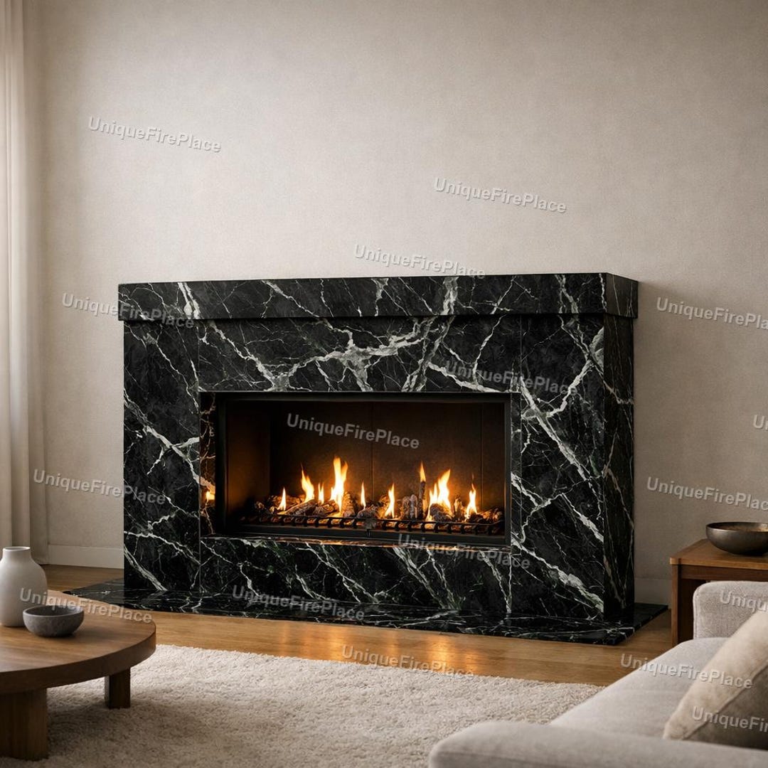 Black Marble Fireplace Surround – Modern Luxury Statement Mantel | Heat ...