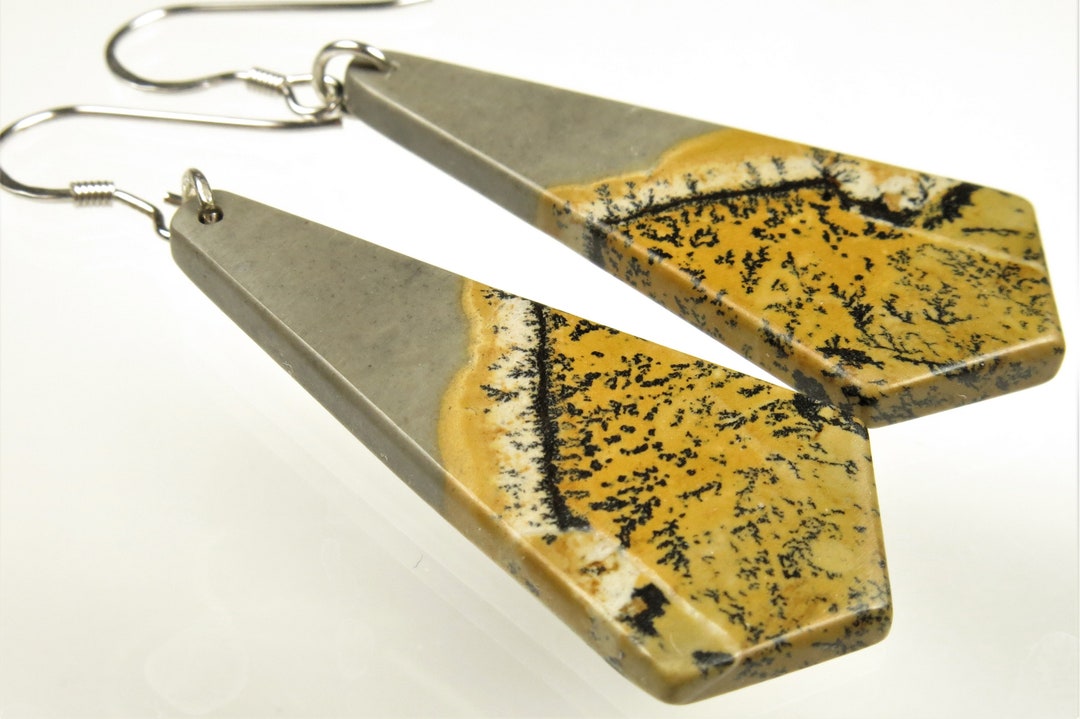 Intriguing ~ Scenic Chinese Painting Jasper Earring Pair With 925 ...