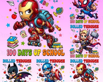 I Defeated 100 Days of School PNG, Superhero 100 Days Png, Cartoon 100 ...