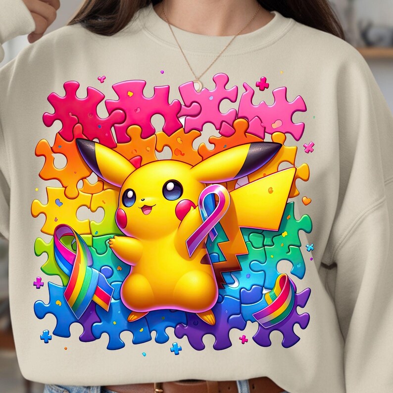 Autism Awareness Pika-chu Bundle PNG, Different Ability, Puzzle Heart ...
