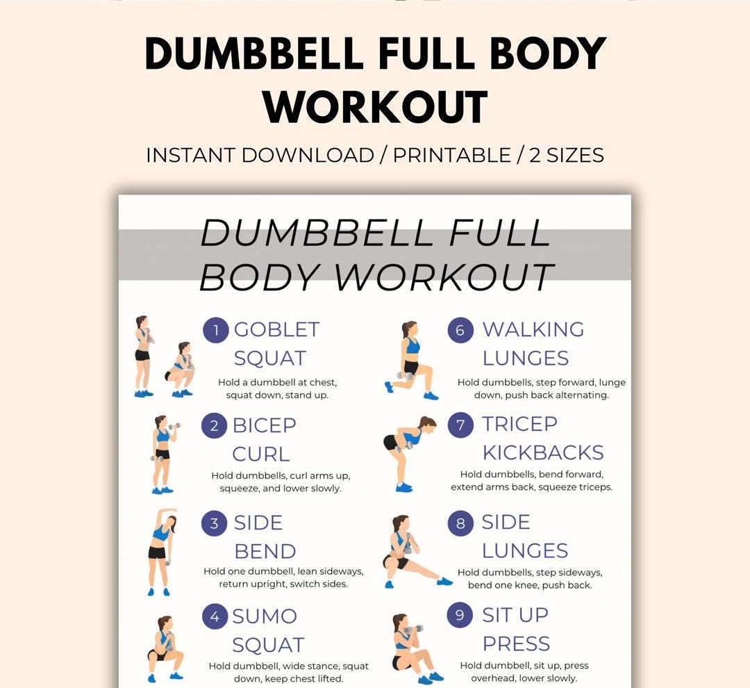 Dumbbell Full Body Workout Plan Printable | Home Workout Tracker and ...