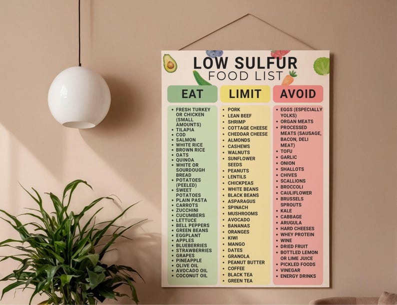 Low Sulfur Food List Printable PDF | Low Sulfur Food Chart | Sulfur ...