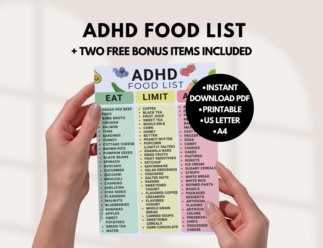 ADHS Diet Food List Printable | ADHD Food Chart | ADHS-sensible ...