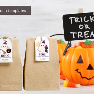 Editable Halloween Tags, Cute Ghost Goody Bag Tags, Edit With Canva ...