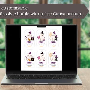 Editable Halloween Tags, Cute Ghost Goody Bag Tags, Edit With Canva ...