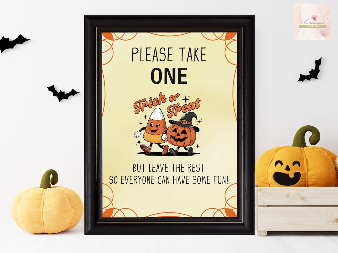 Printable Halloween Candy Signs, Trick or Treat Candy Bowl Sign, Candy ...