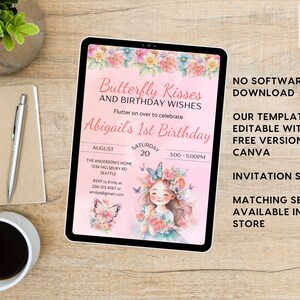 Editable Butterfly Girl Party Invitation, Custom Party Invite, Digital ...