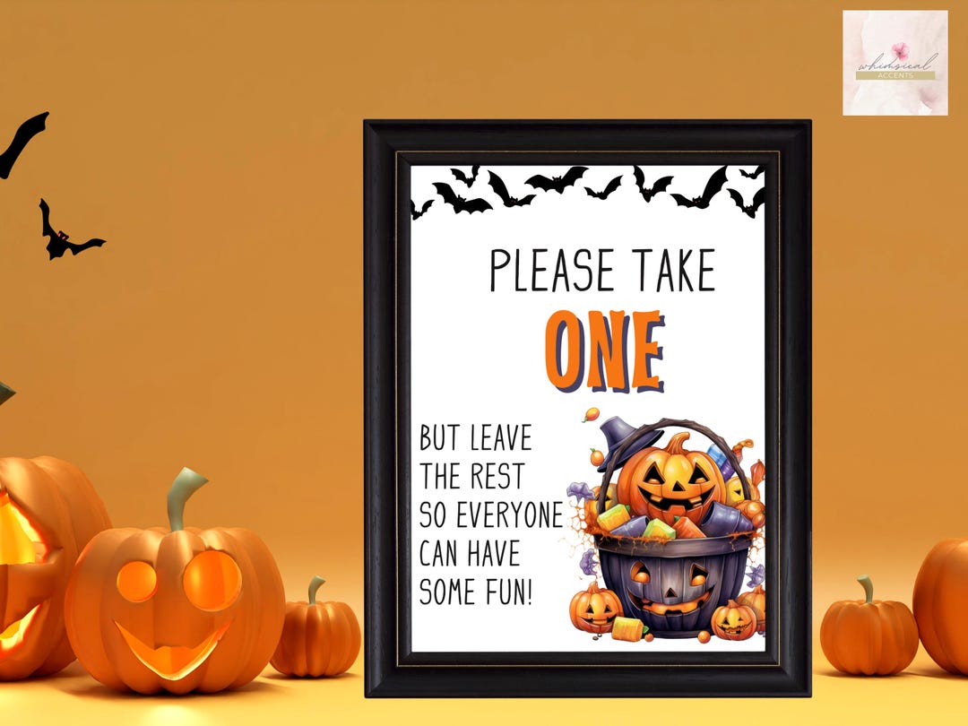 Printable Halloween Candy Signs, Trick or Treat Candy Bowl Sign, Candy ...