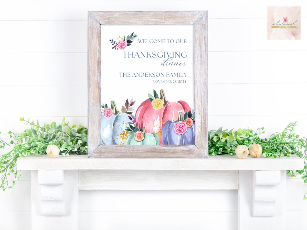 Editable Thanksgiving Welcome Sign, Thanksgiving Party Sign, Custom ...