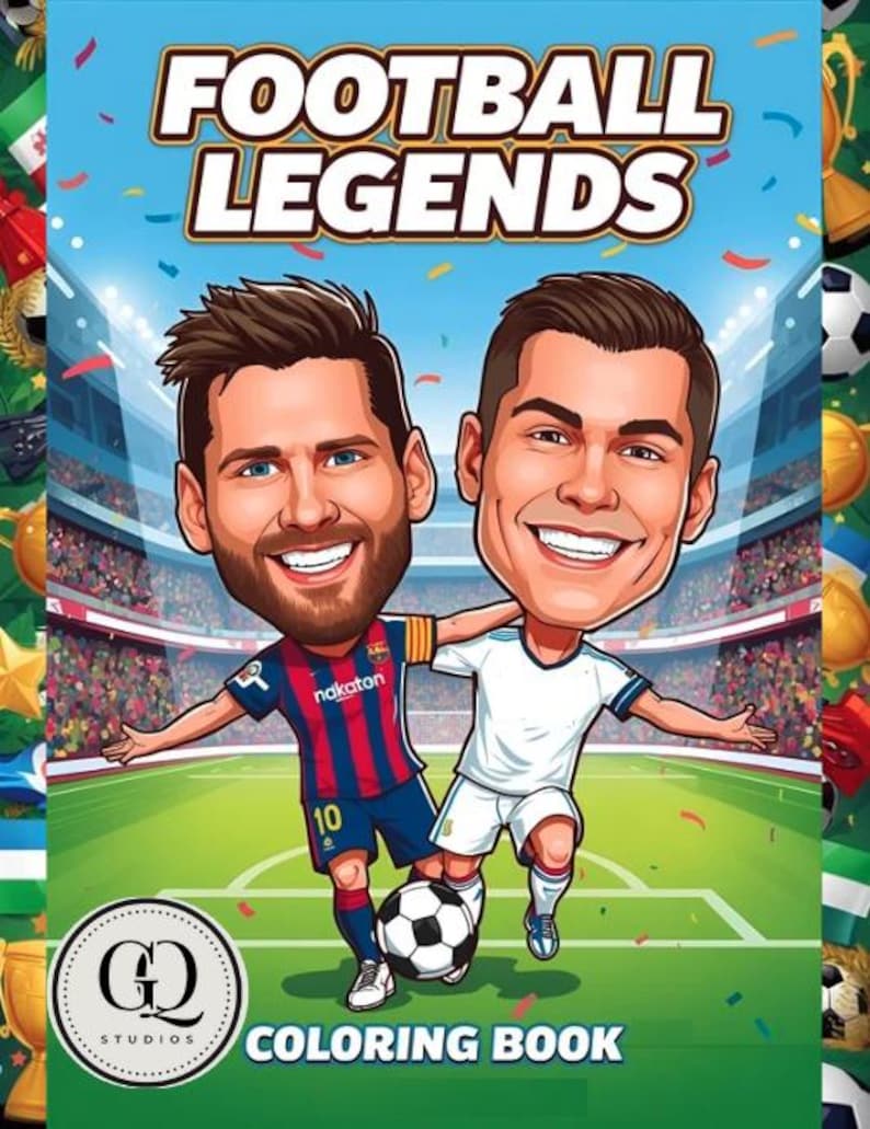 Coloring Book Football Players for Kids and Adults Fun Soccer Stars ...