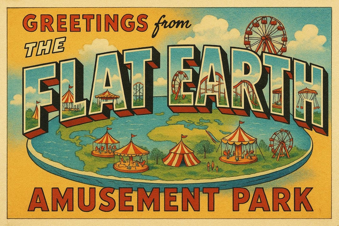 D123d Flat Earth Amusement Park Vintage-style Postcard Design INSTANT ...