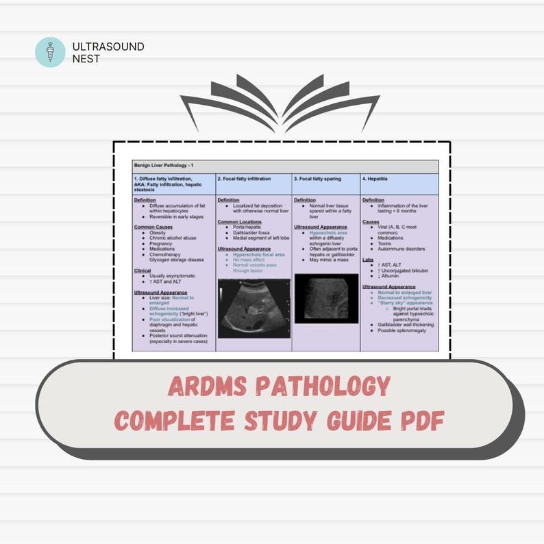 Abdomen Pathology ARDMS Complete Study Guide Ultrasound, Chart Format ...